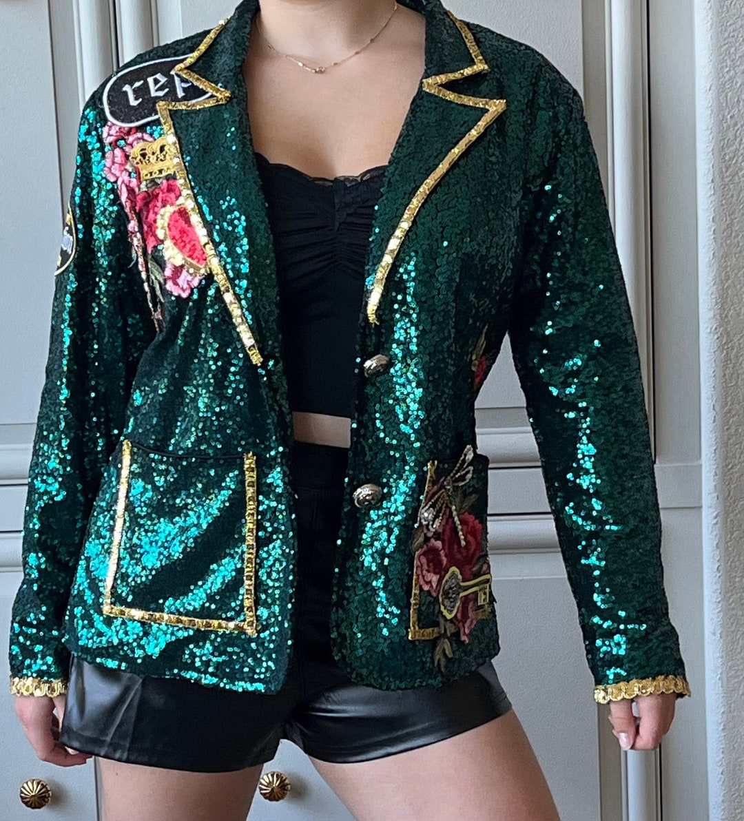 Taylor Swift Eras Reputation Green Sequin Glitter Jacket - Etsy UK