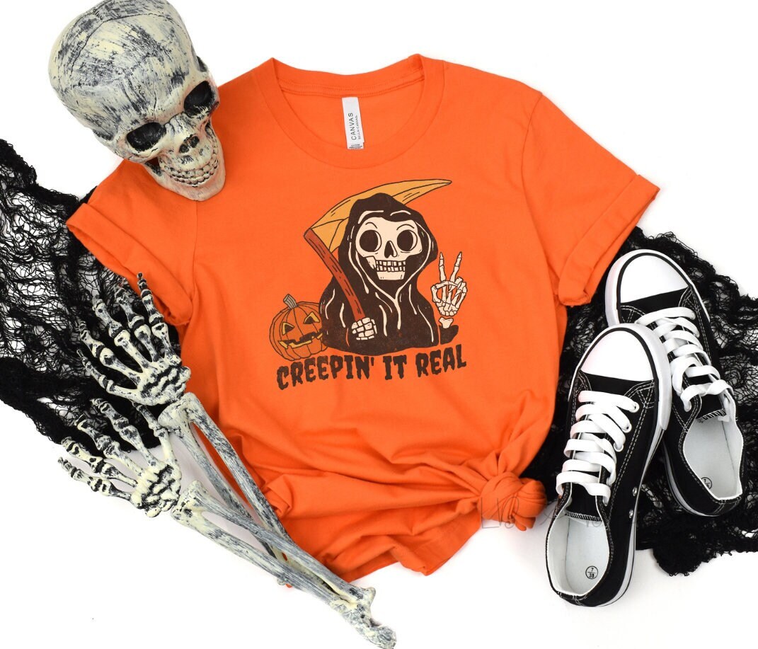Creepin' It Real, Halloween, Trick or Treat, Grim Reaper t-shirt sold ...