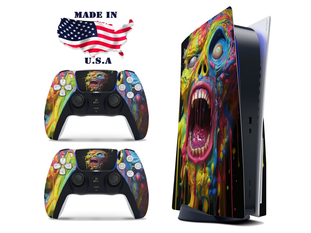 Melting Zombie Face PS5 Disc Version Console & Controller - Etsy