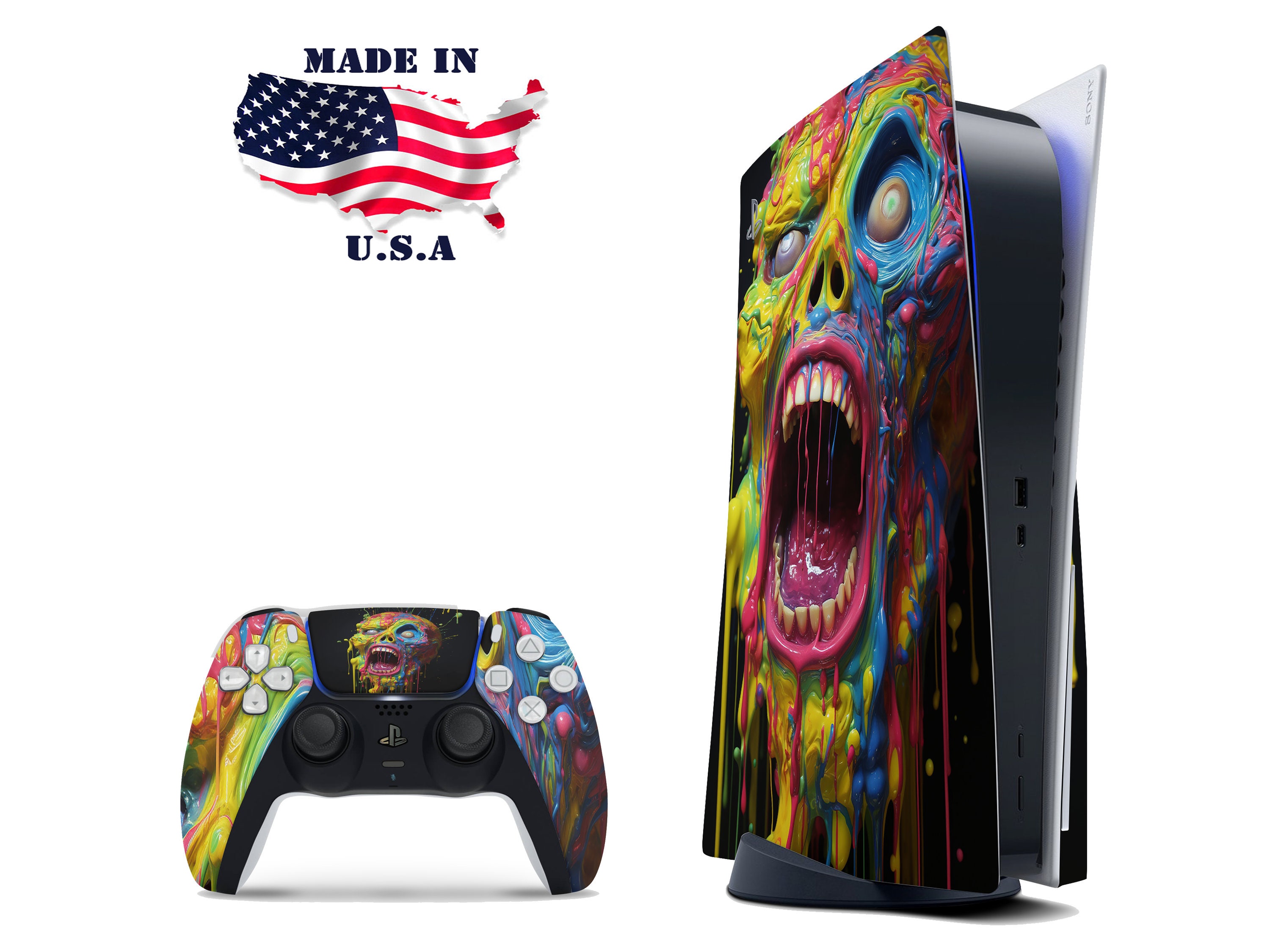 Melting Zombie Face PS5 Disc Version Console & Controller - Etsy