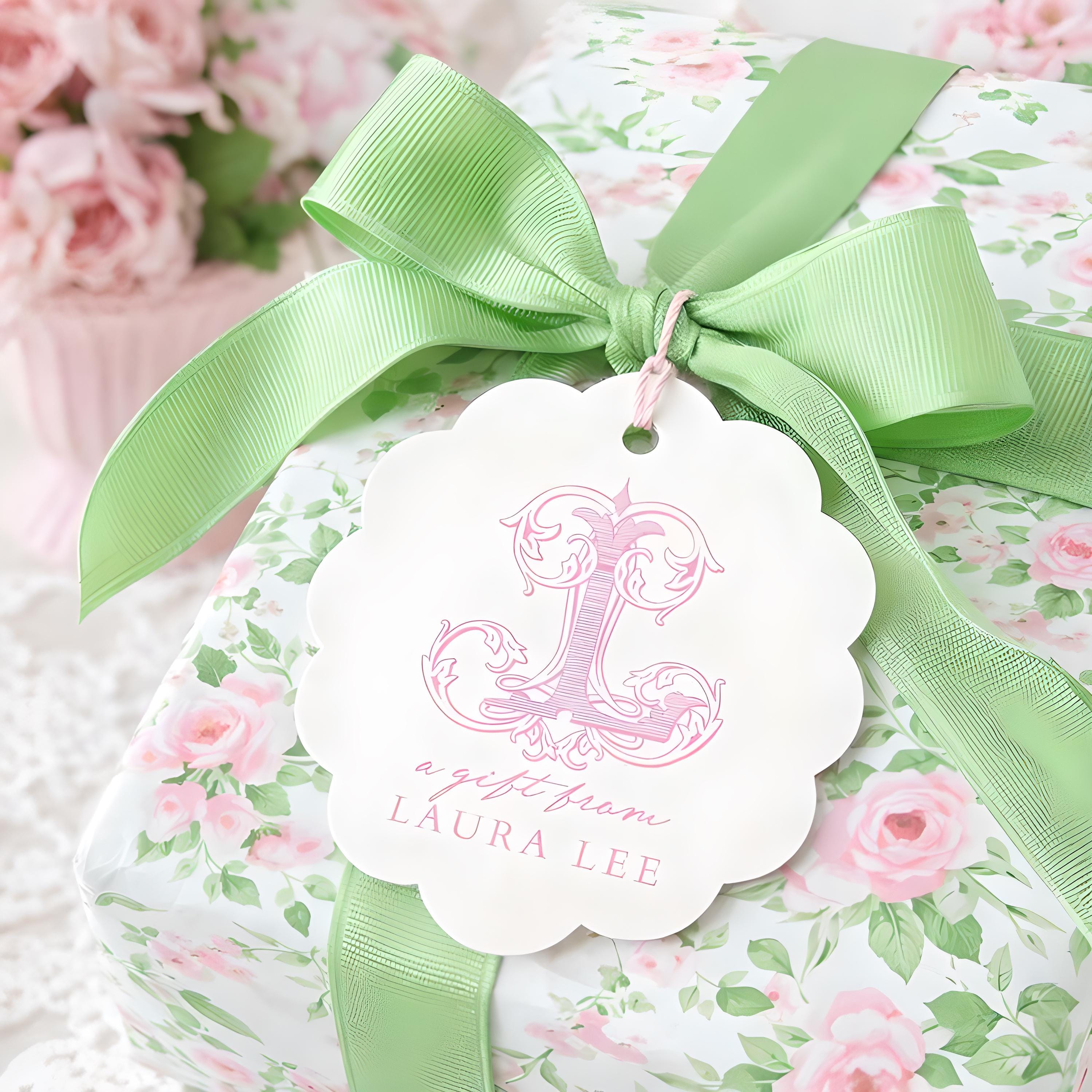 Personalized Family Crest Gift Tags, Scallop Monogram Tags, Custom ...