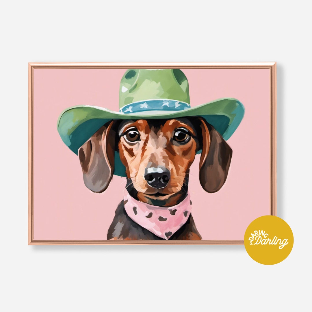 Dachshund Digital Print, Dog Nursery Decor, Dachshund Gift, Preppy Dog ...