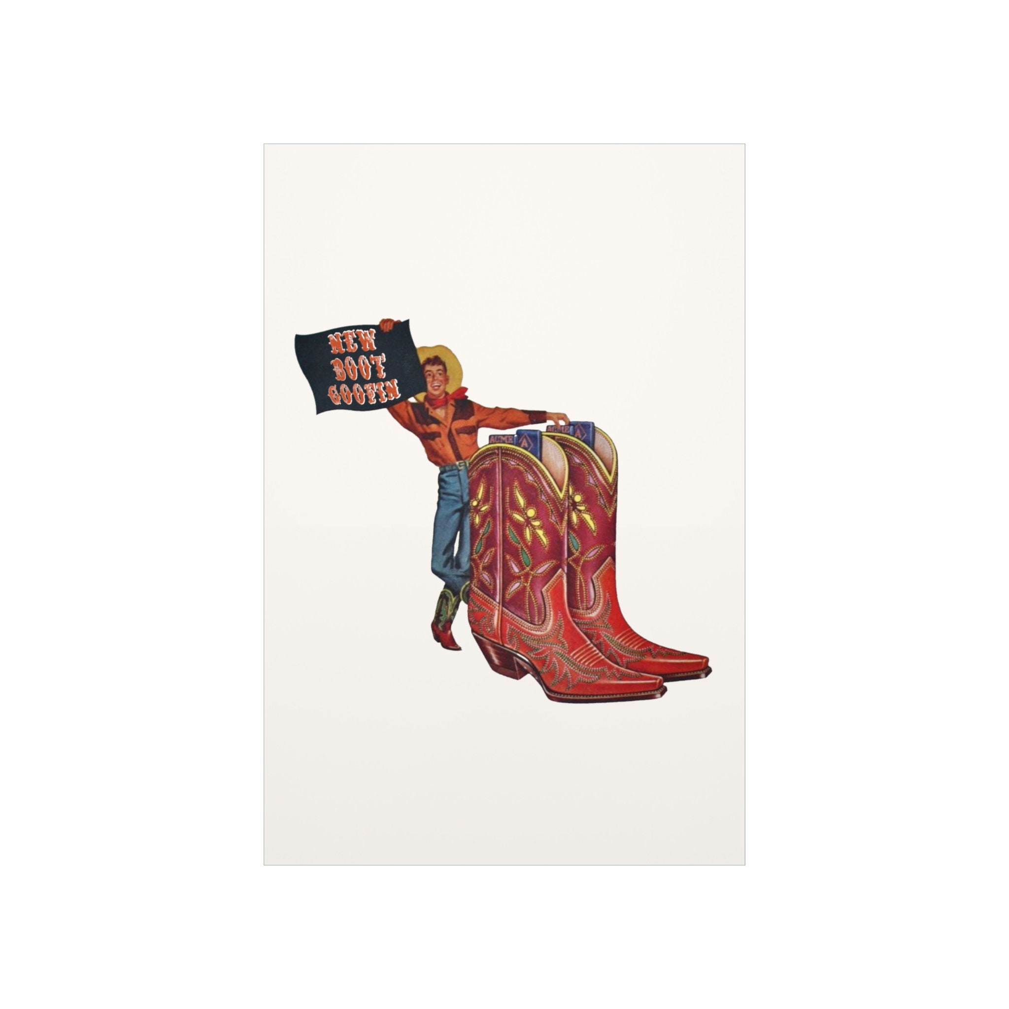 New Boot Goofin Retro Western Wall Art Cowboy Boot Wall - Etsy