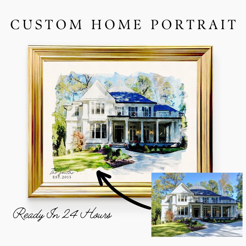 Our First Home Print, Homeowners Gift, Custom House Portrait, Digital ...