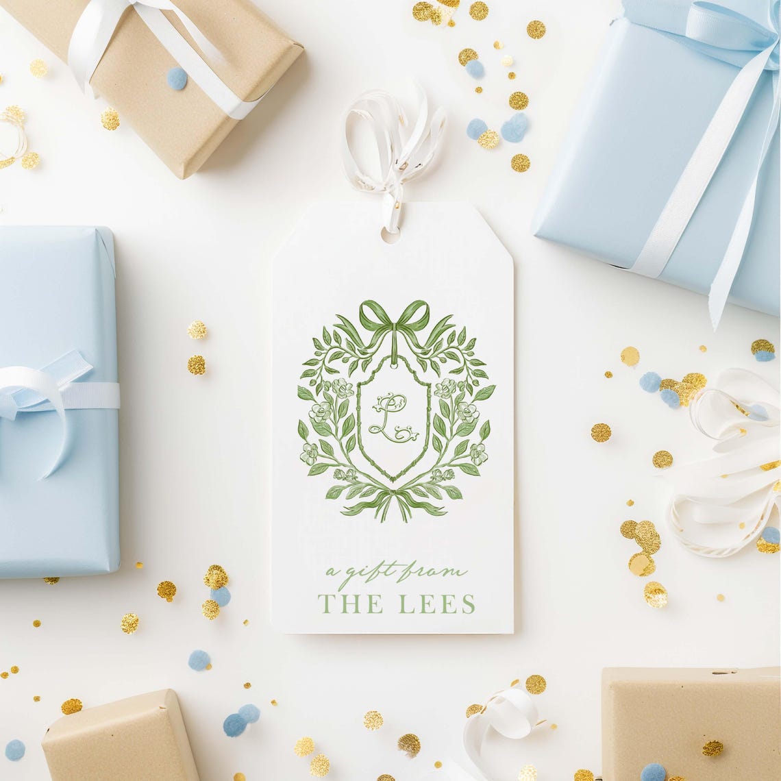 Personalized Crest Gift Tags, Monogram Gift Tags, Custom Stationery ...