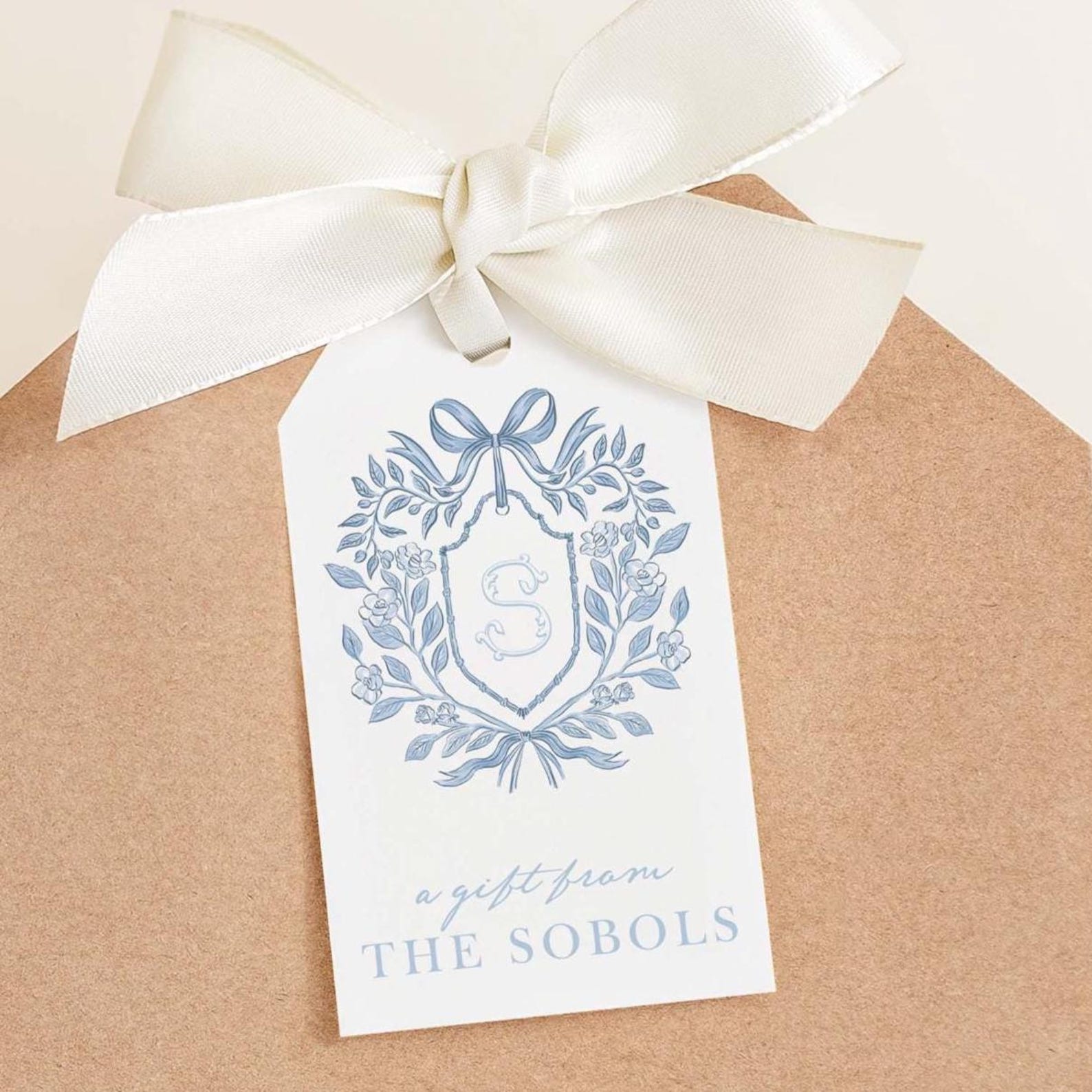 Personalized Crest Gift Tags, Monogram Gift Tags, Custom Stationery ...