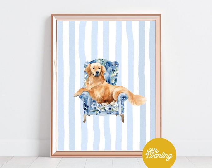 Golden Retriever Digital Print, Dog Nursery Decor, Golden Retriever ...