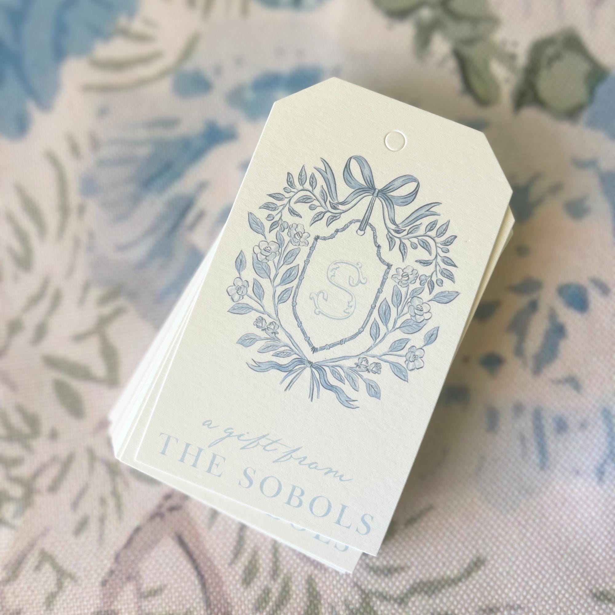 Personalized Crest Gift Tags, Monogram Gift Tags, Custom Stationery ...
