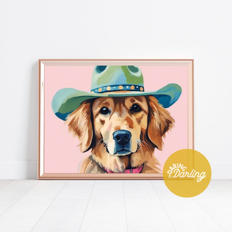 Golden Retriever Art,preppy Wall Art, Dog Lover Gift, Dog Wall Decor ...