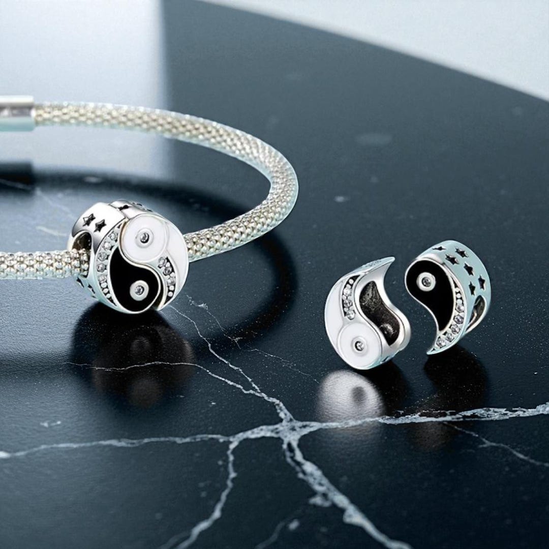 Yin and Yang Charm S925 Silver, Yin Yang Bijoux Charm for Bracelets ...