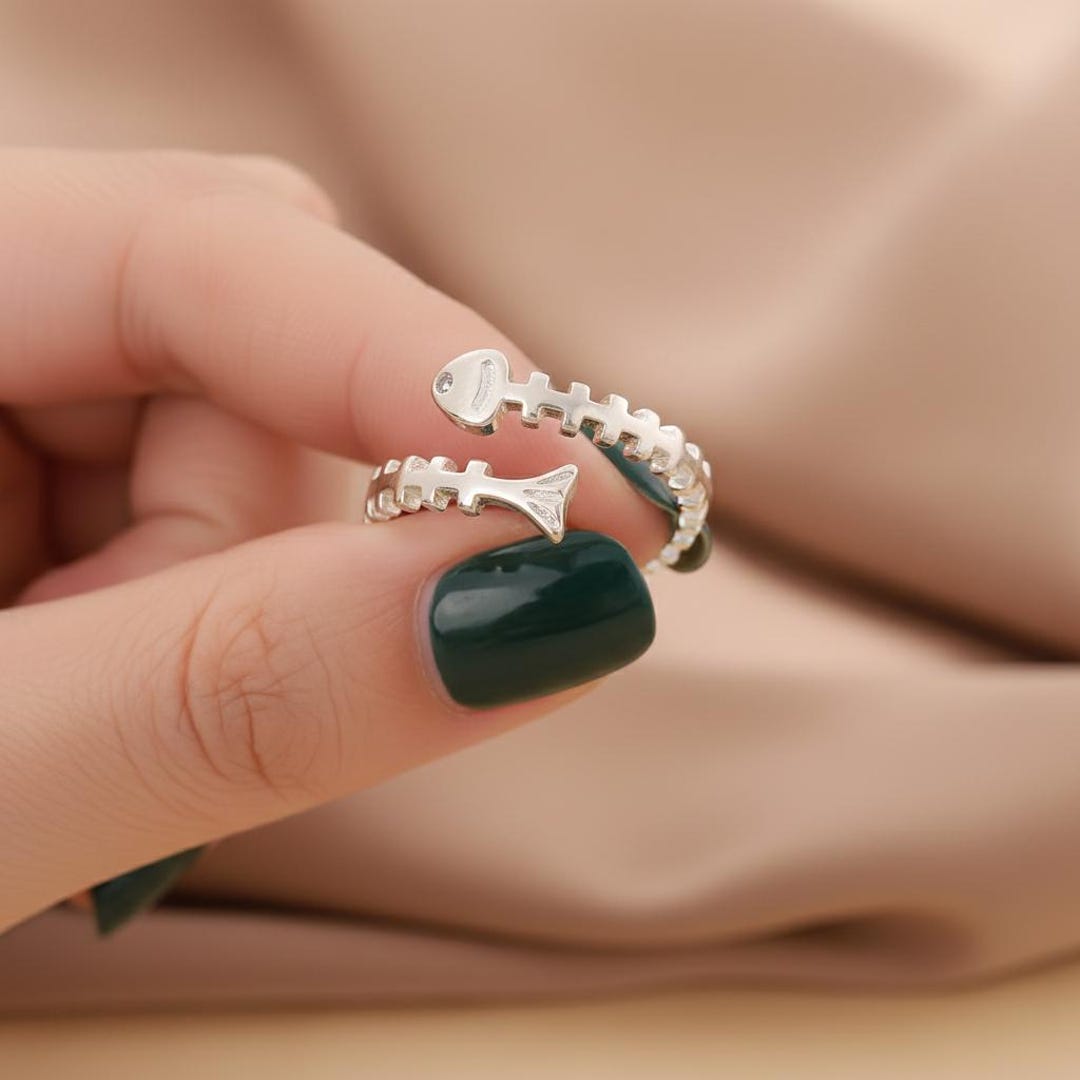 Fishbone Adjustable Ring, Fish Bones Ring, Sea Fisherman Ring, Gift for ...