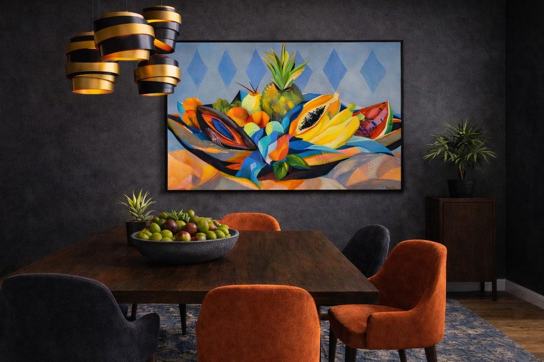 Cubist Tropical Fruit Bowl Art Print – Signed Limited Edition - Etsy