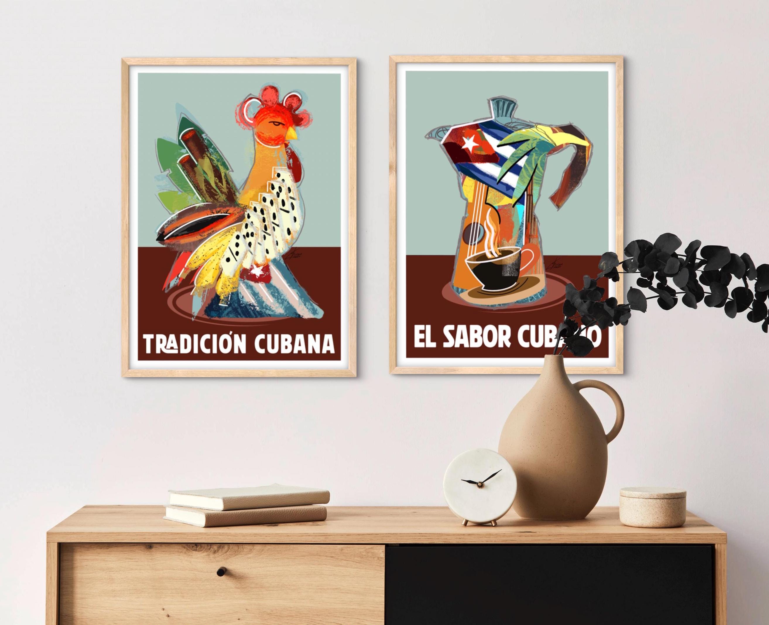 Cuban Art Prints: Cafecito and Rooster, Vintage Style (set of 2) - Etsy