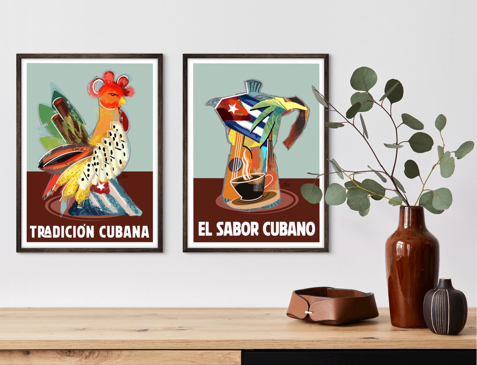 Cuban Art Prints: Cafecito and Rooster, Vintage Style (set of 2) - Etsy