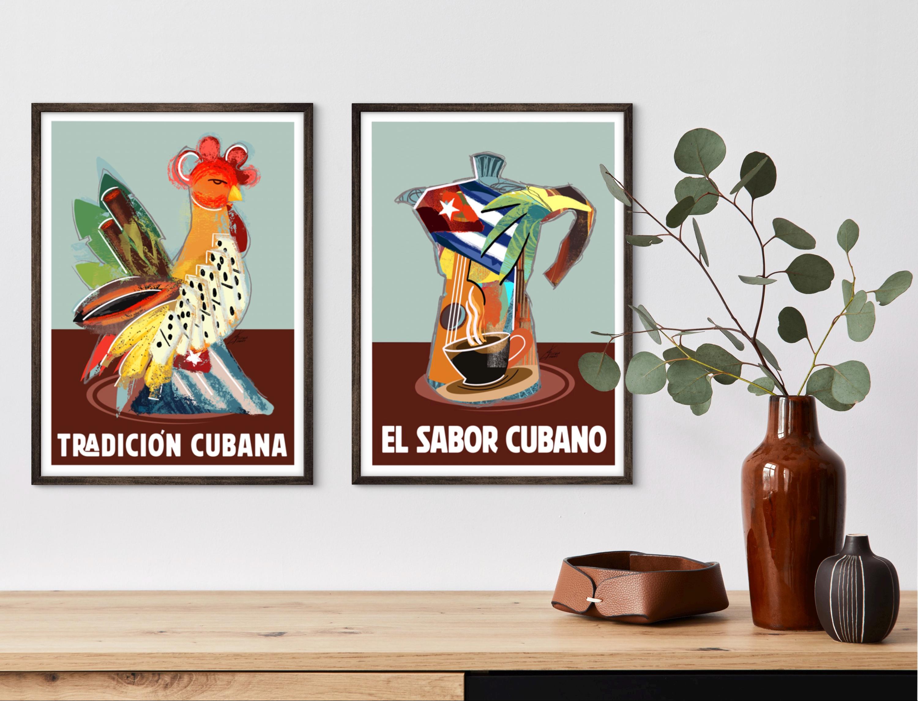 Cuban Art Prints: Cafecito and Rooster, Vintage Style (set of 2) - Etsy
