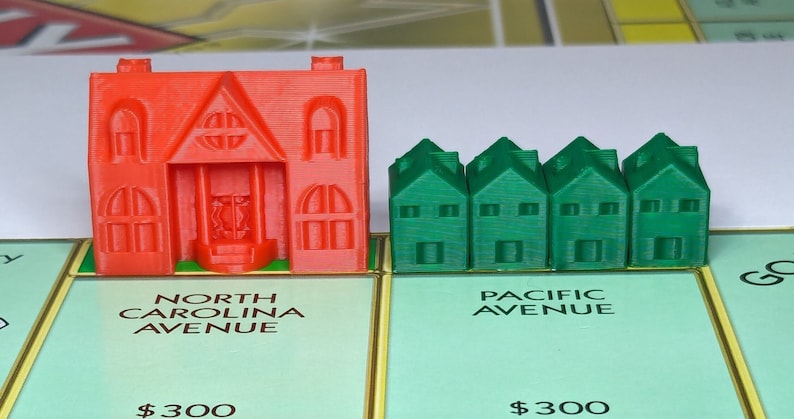 Mansion Hotel and Townhouse Houses Monopoly Inspired 3D Printed (1 ...