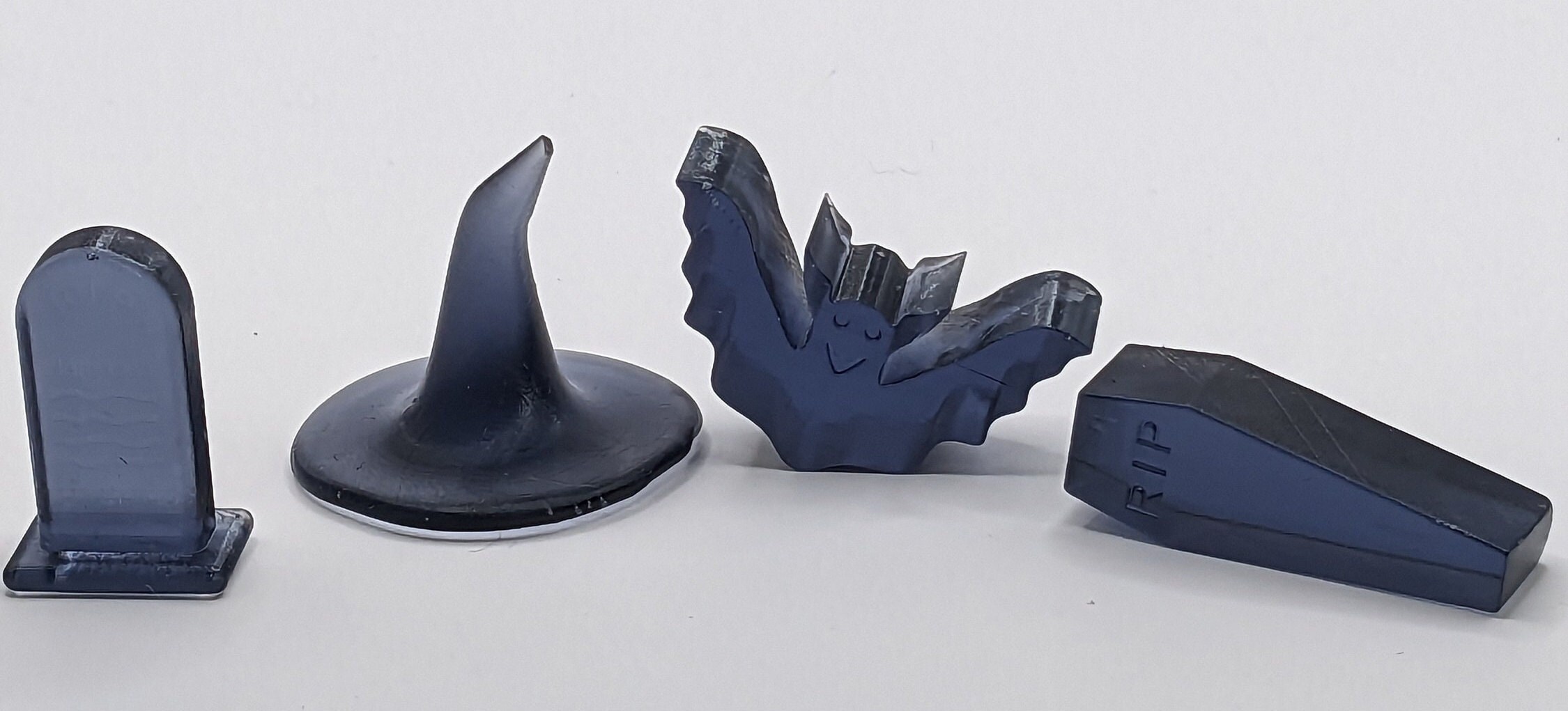 Halloween Themed Board Game Pieces/tokens coffin, Grave, Bat, Witch Hat ...