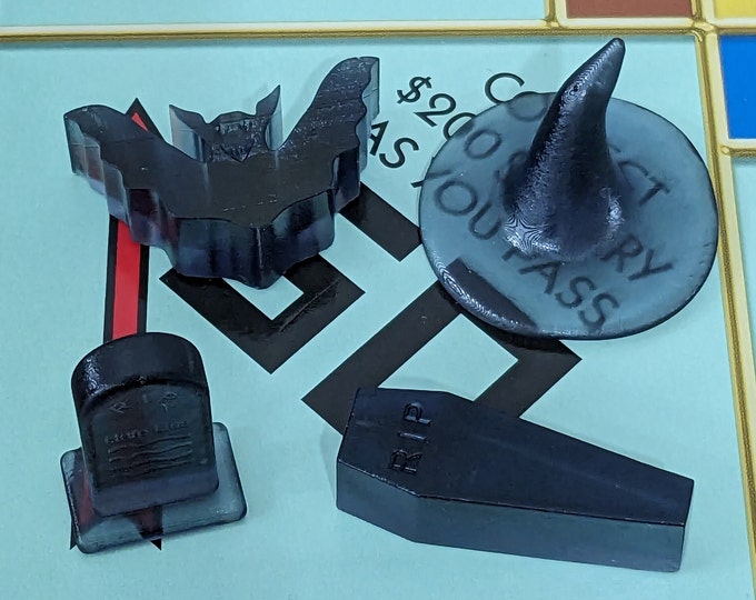 Halloween Themed Board Game Pieces/tokens (coffin, Grave, Bat, Witch ...