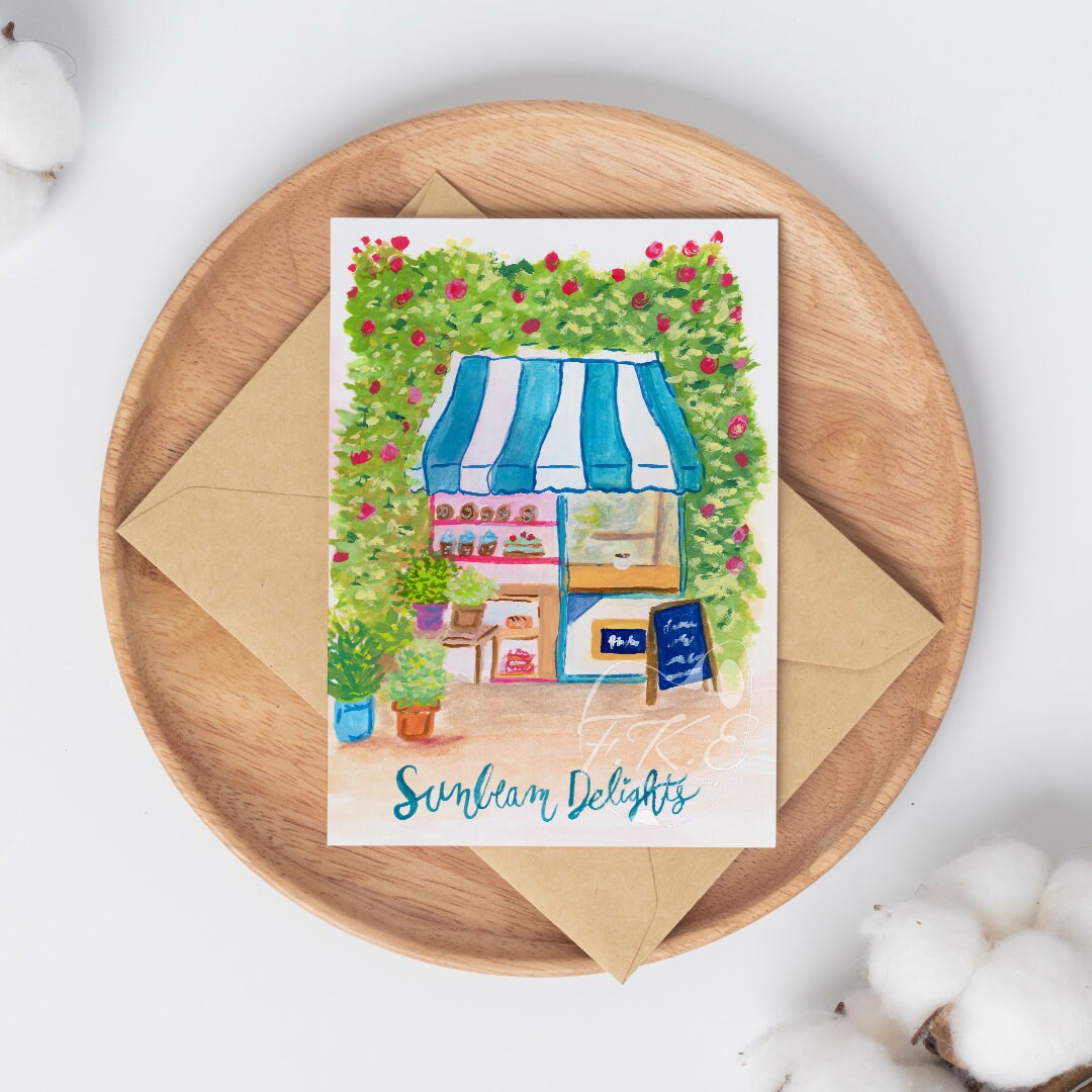 Digital Vibrant Postcards Cafe Postcards Trendy Birthday Cards ...
