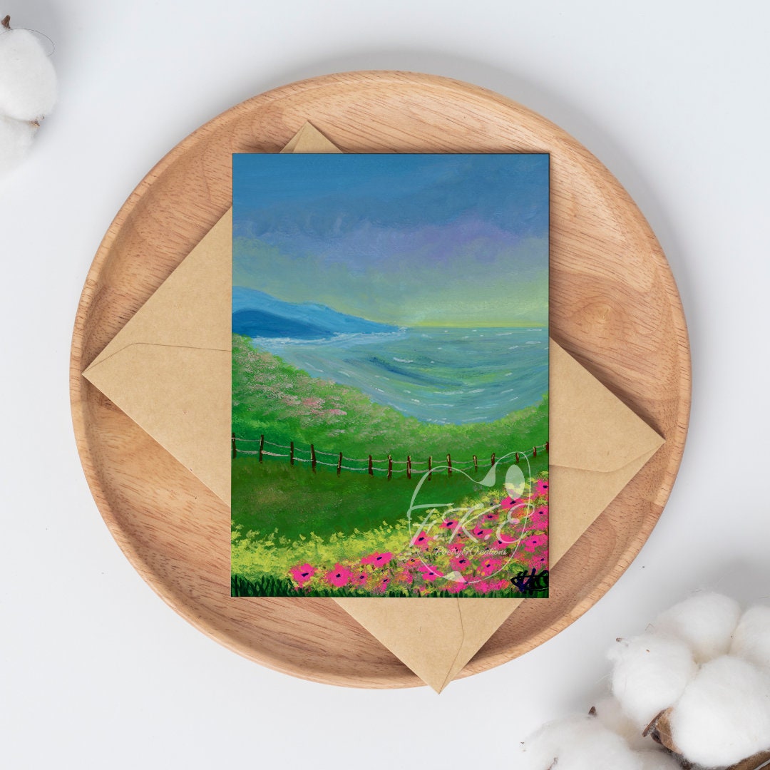 Digital Vibrant Postcards Ocean Postcard Trendy Notecards Printable ...