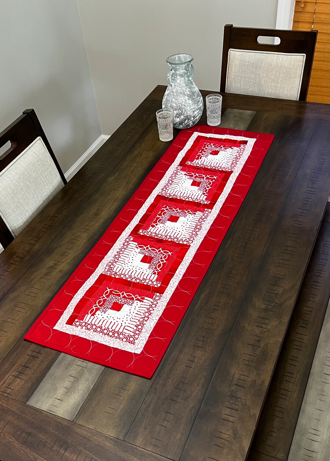 Log Cabin Quilted Table Runner - Etsy
