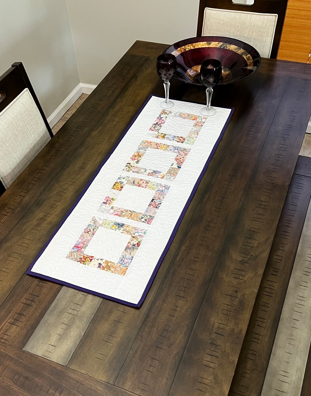 Pastel Squares Quilted Table Runner - Etsy