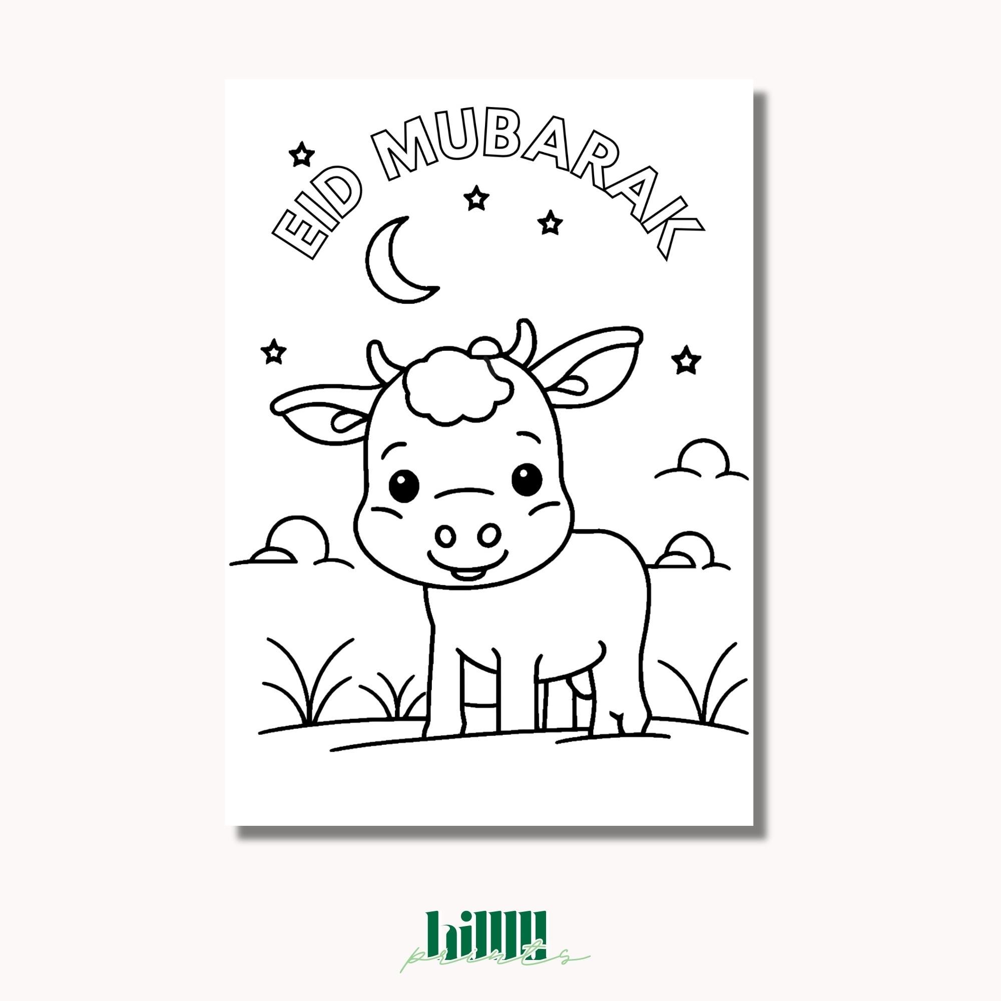 Eid Al-adha Coloring Pages for Kids I Eid Mubarak Card | Fun Eid Gift ...