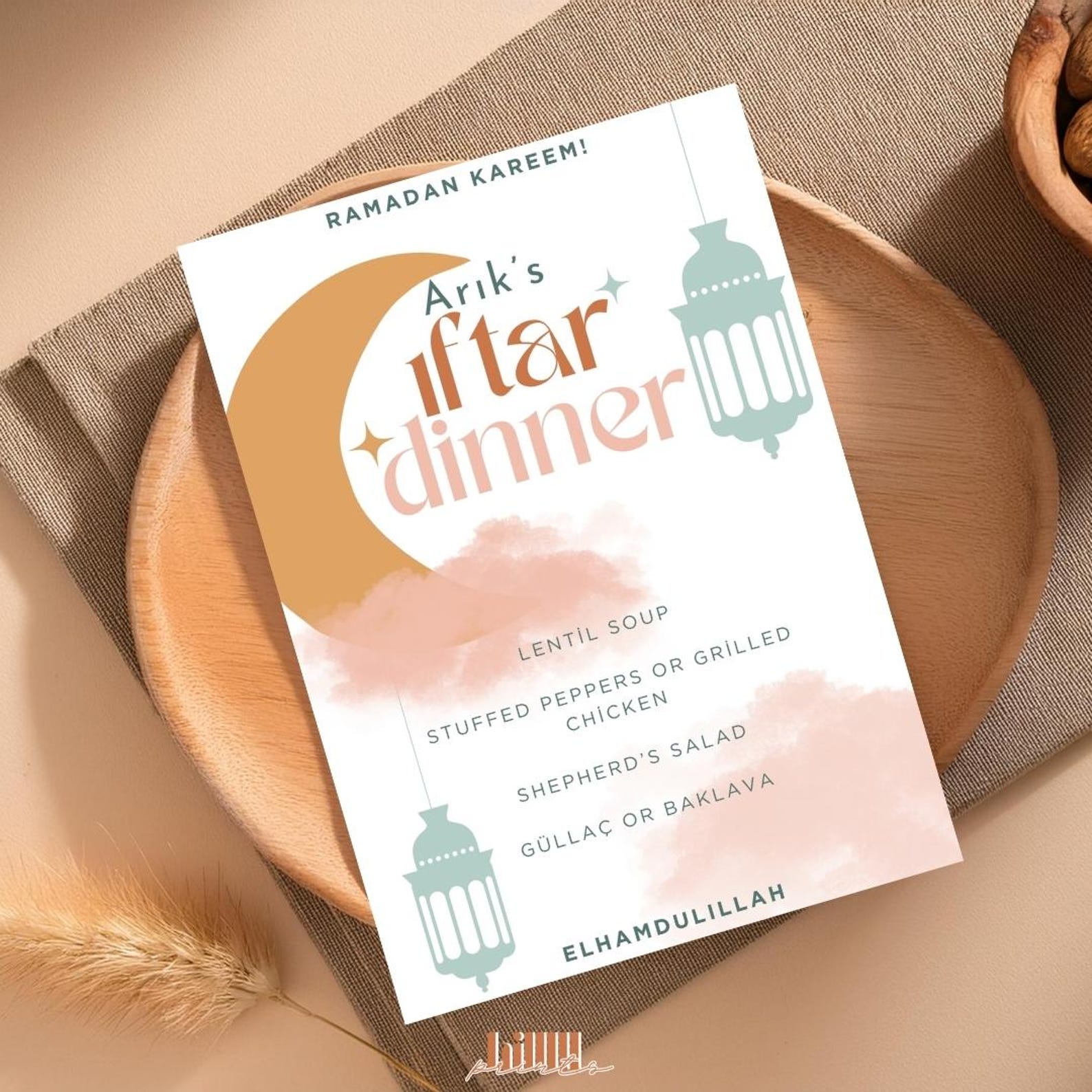 Personalized Iftar Dinner Menu,ramadan Iftar Invitation,editable Iftar ...