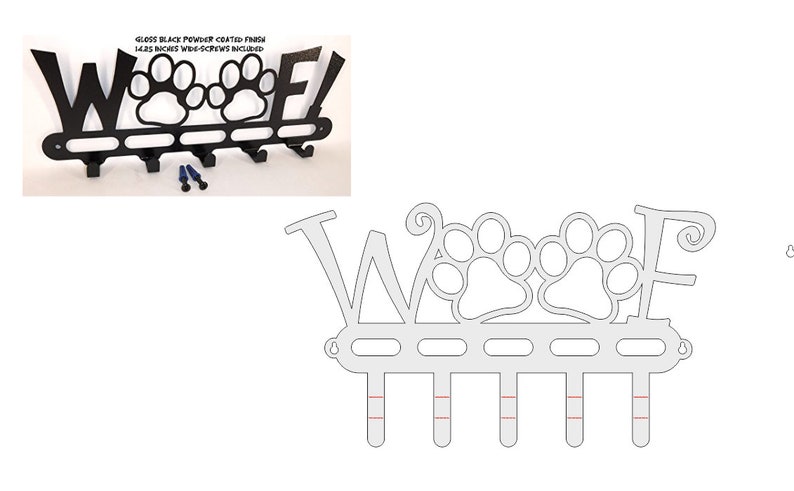 Woof Paw Key & Lead Holder DXF CDR File - Etsy