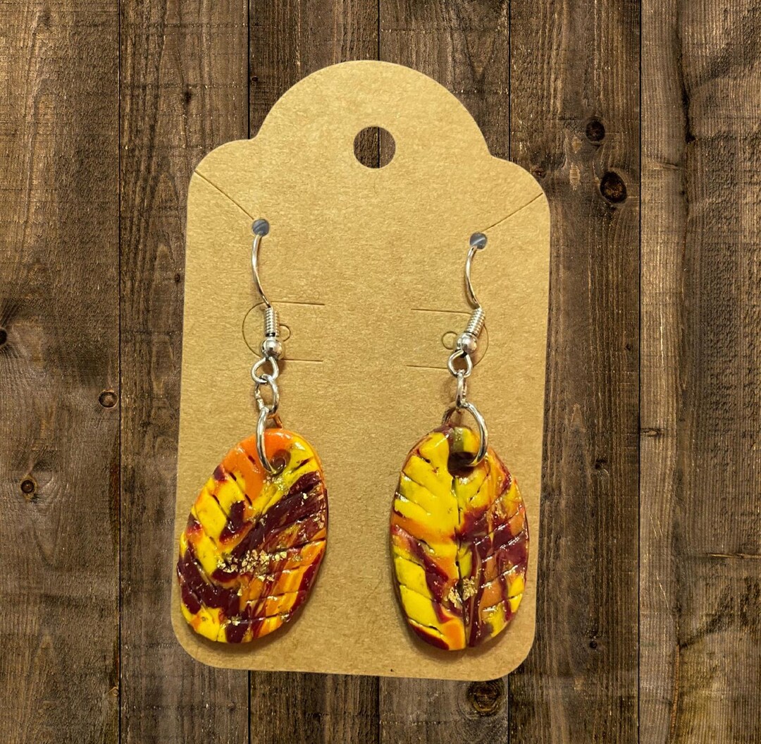 Marble Fall Leaf Earrings - Etsy