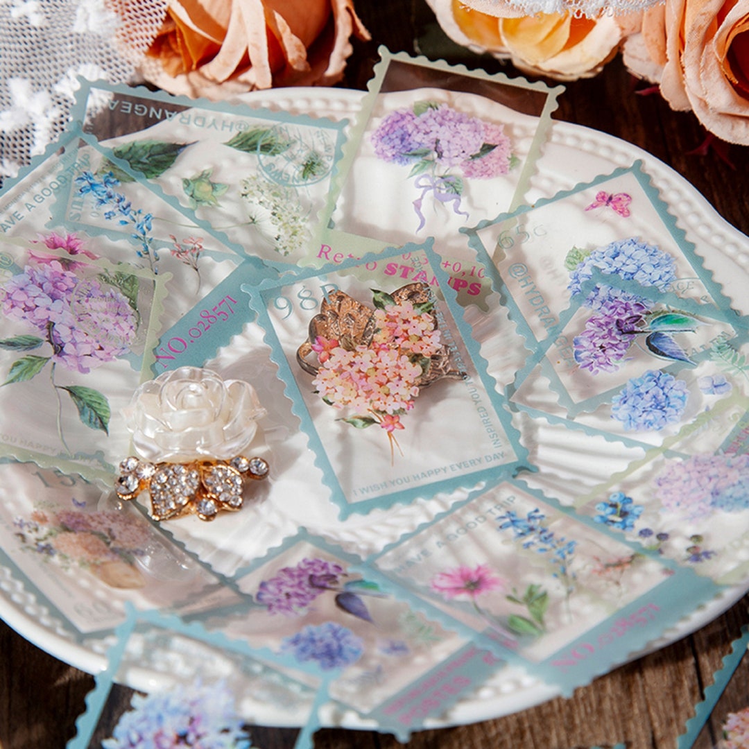 Transparent Cute Small Stickers 40pcs/bag Vintage Floral Stamp Sticker ...