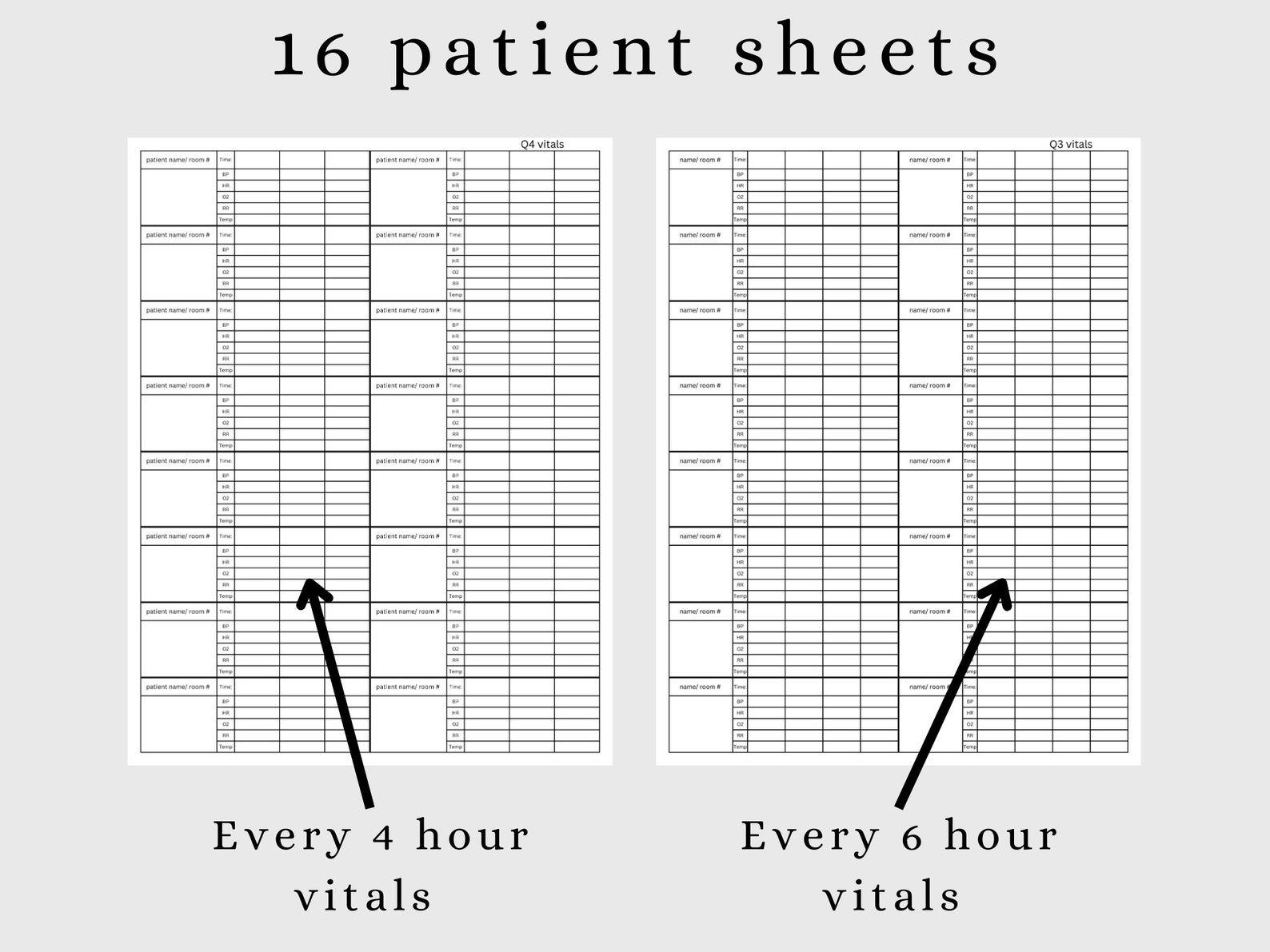 Patient Vital Signs Chart Sheet Patient Care Tech, CNA Vitals Report Sheet, 15 Patient Chart ...