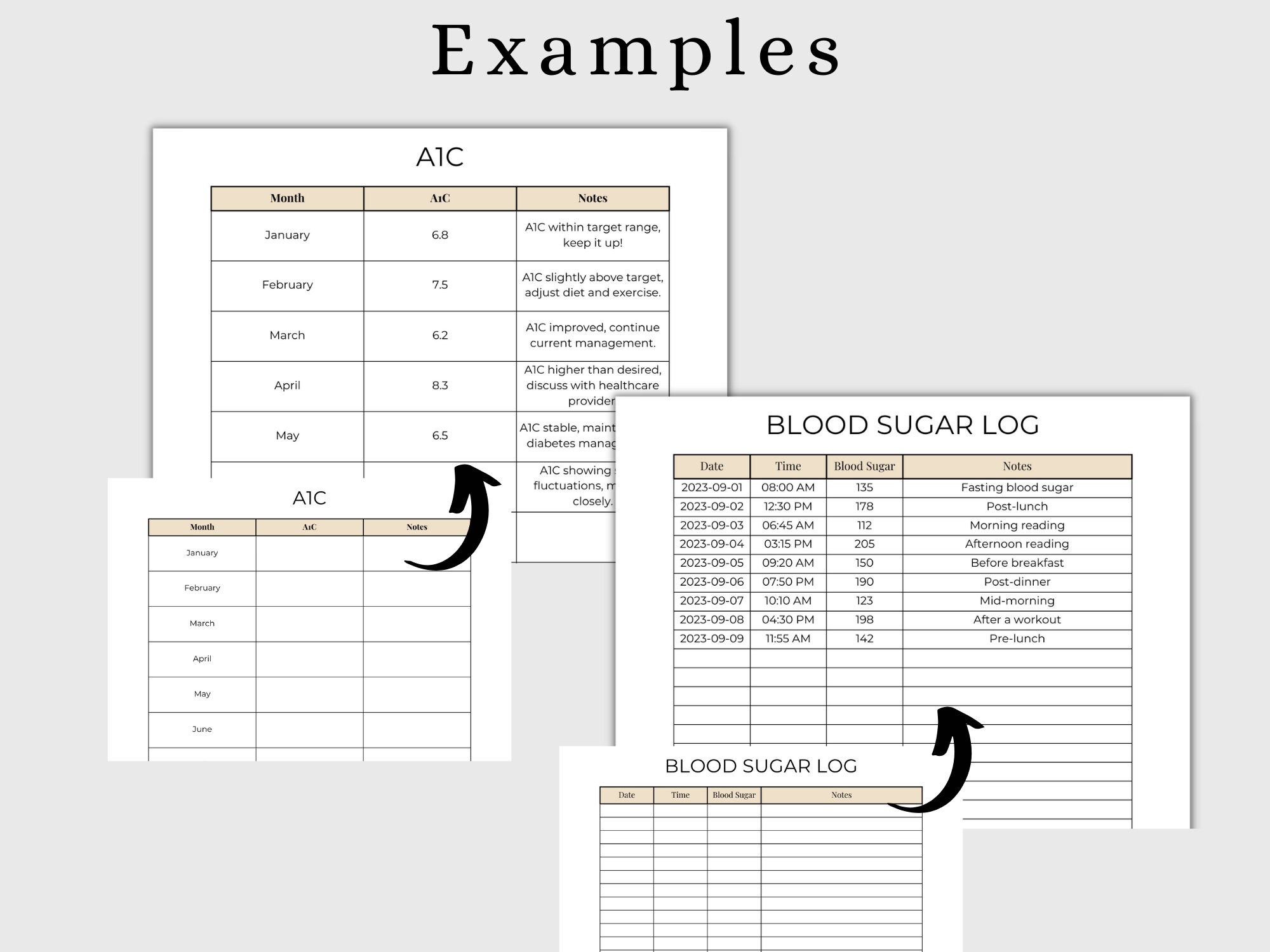 Type 2 Diabetes Blood Sugar Log Glucose Monitoring, T1d Diabetic Meal ...