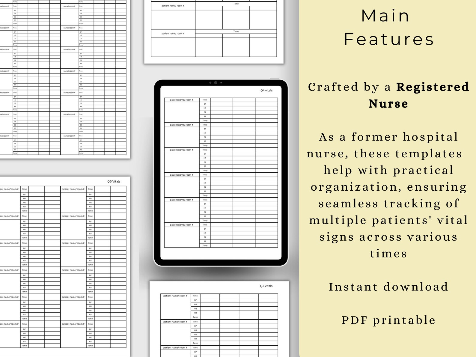 Patient Vital Signs Chart Sheet Patient Care Tech, CNA Vitals Report ...