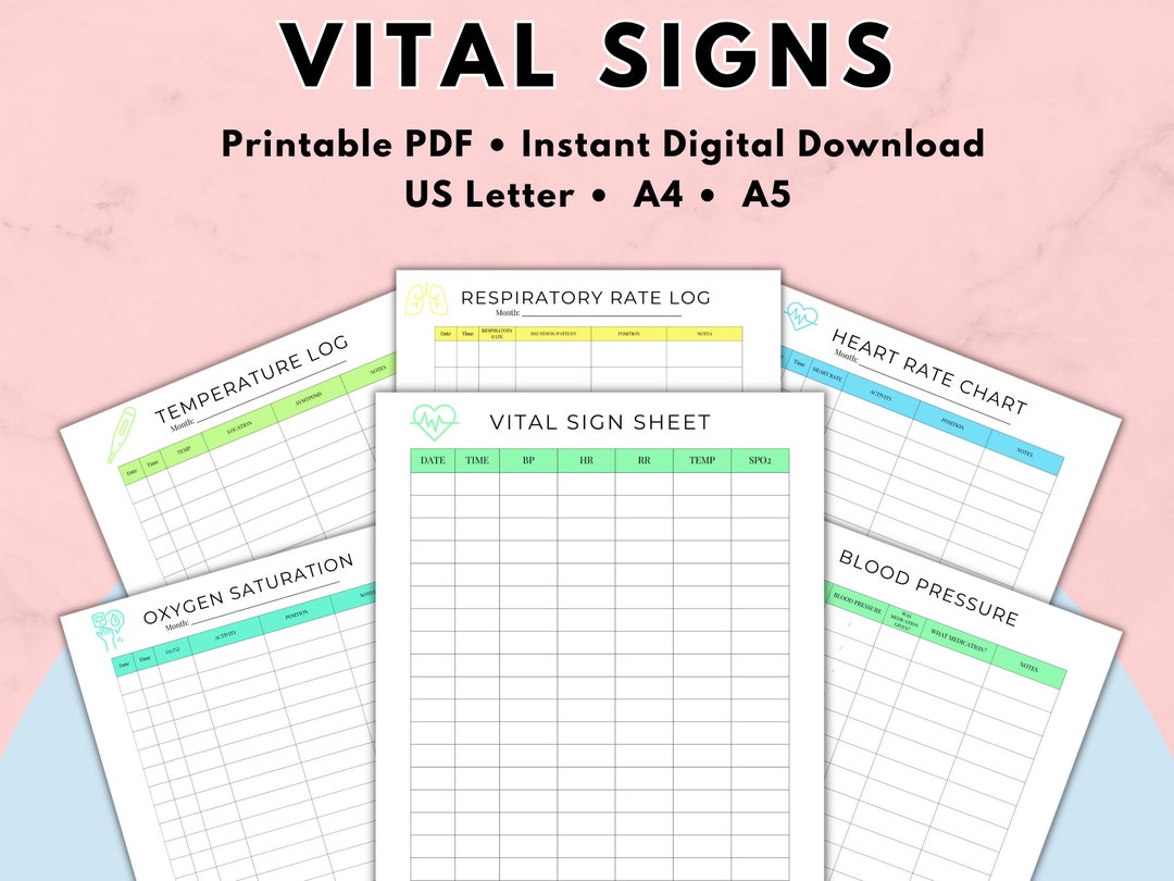 Vital Signs Tracker for Health Tracking, Blood Pressure Log Health ...