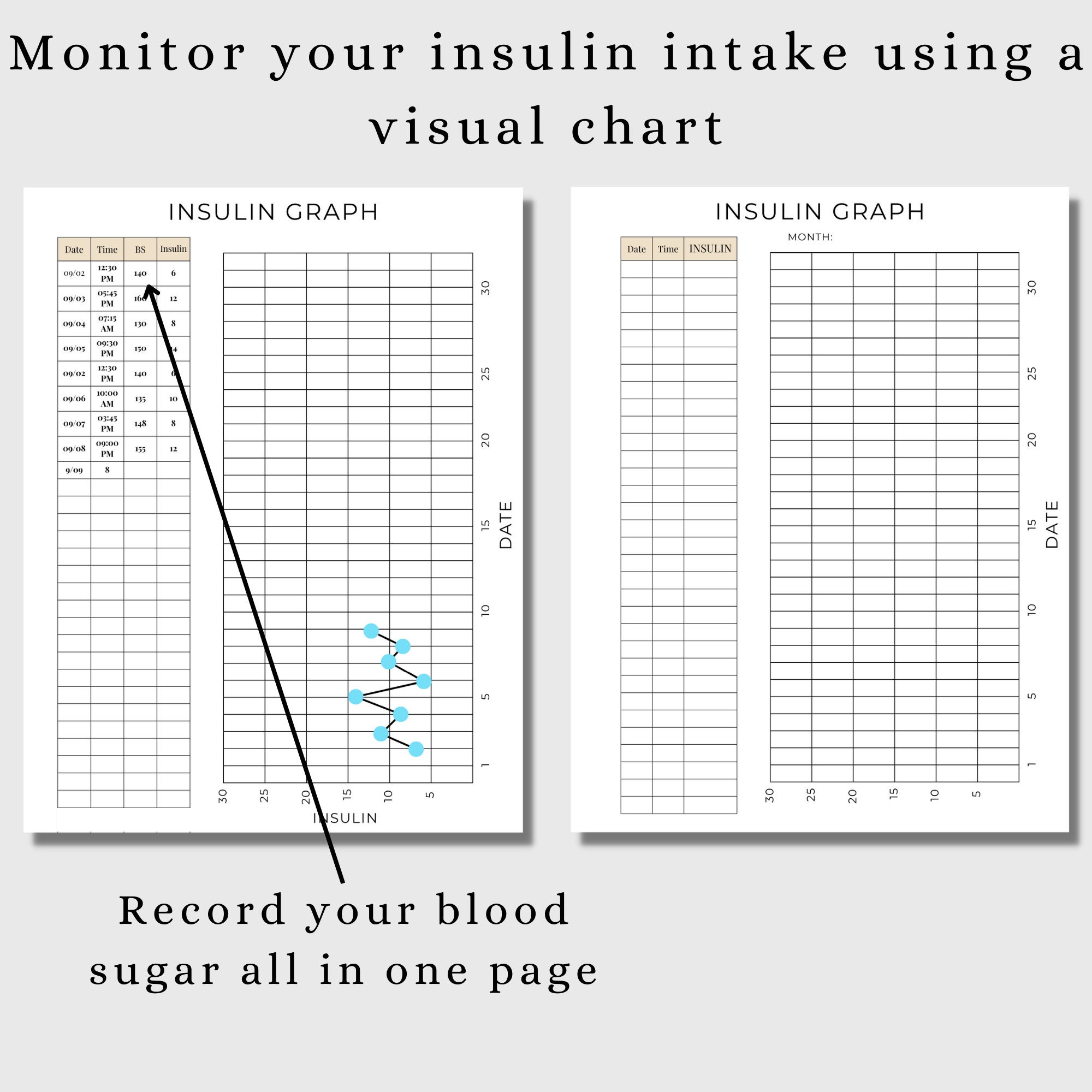Insulin Log Sheet for Diabetes Symptom Management Templates to - Etsy