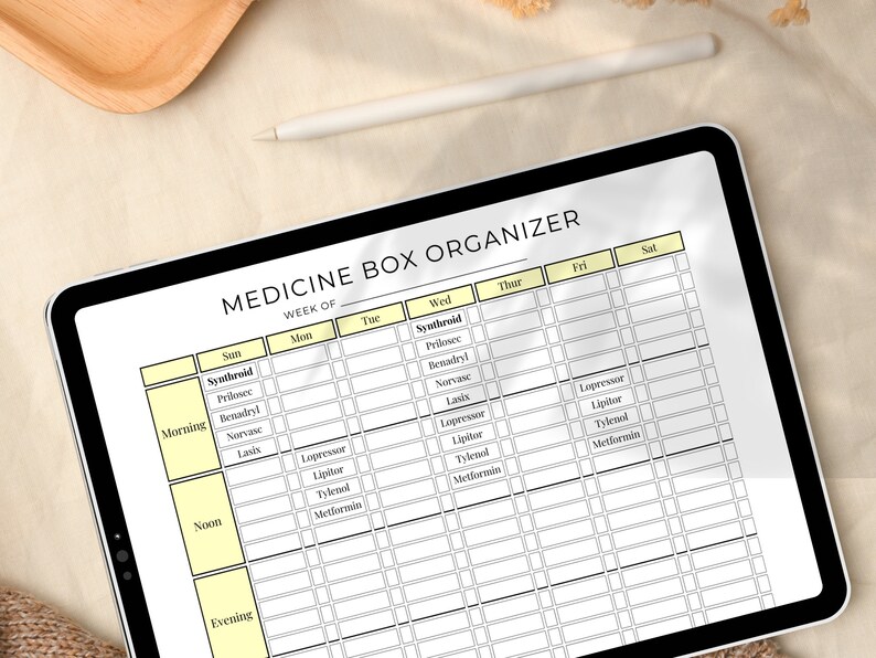 Medicine Checklist Box Template Organized Weekly Pill - Etsy