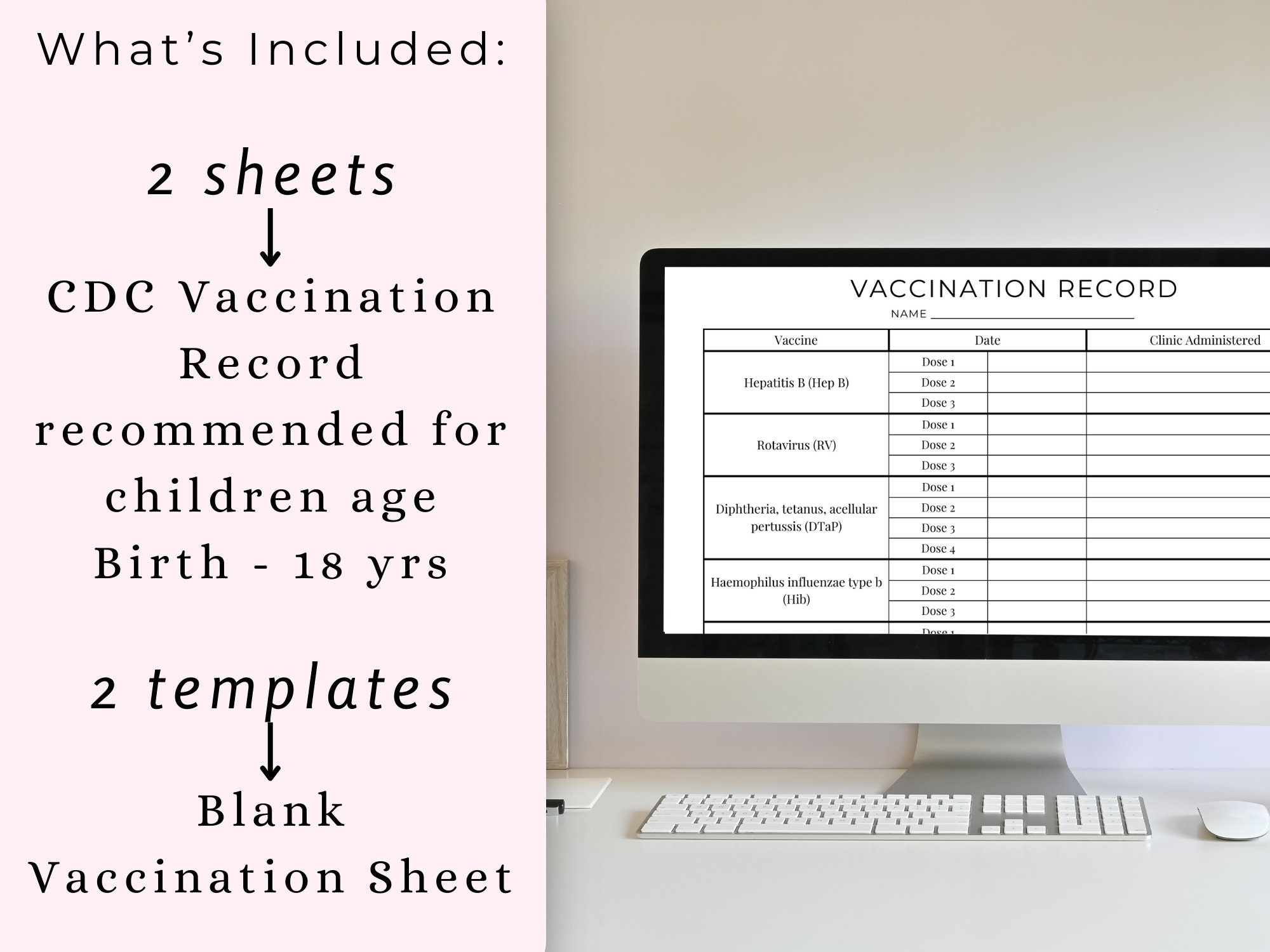 Vaccination Record Child Medical Information for Parents Immunization ...