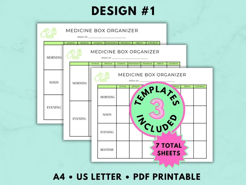 Medicine Box Template Organized Weekly Pill Organizer Sheet - Etsy