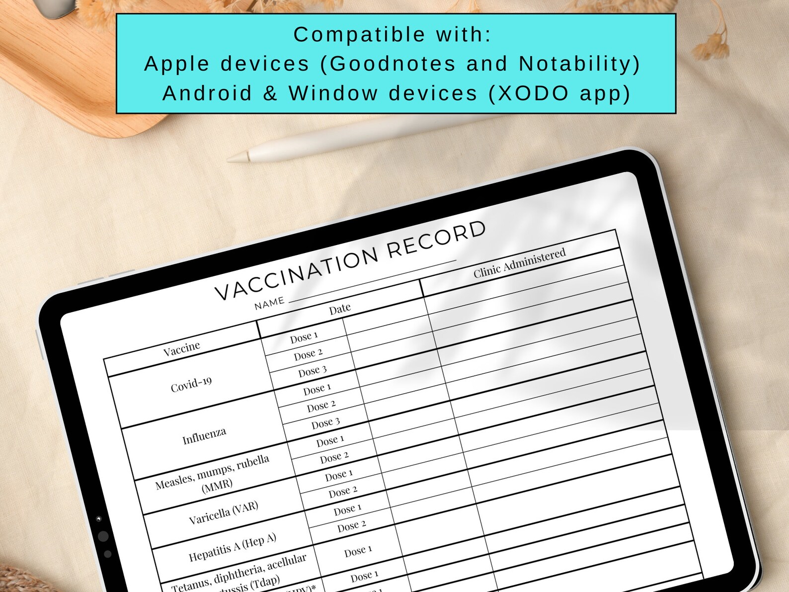 Vaccination Record Child Medical Information for Parents Immunization ...