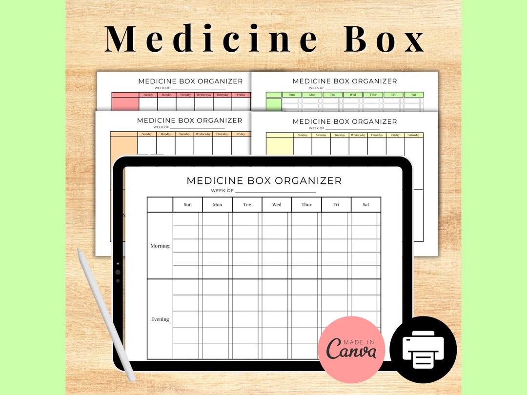 Medicine Checklist Box Template Organized Weekly Pill - Etsy