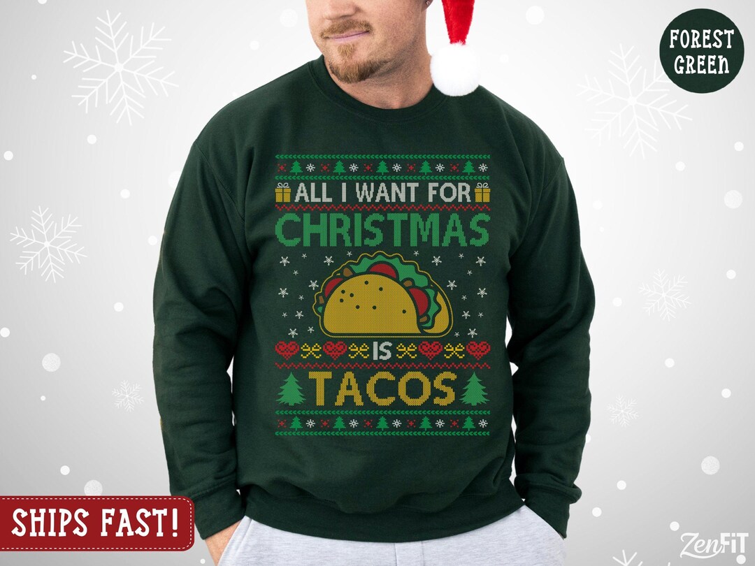 Christmas Tacos Sweatshirt, Funny Christmas Sweatshirt, Gift for Xmas ...