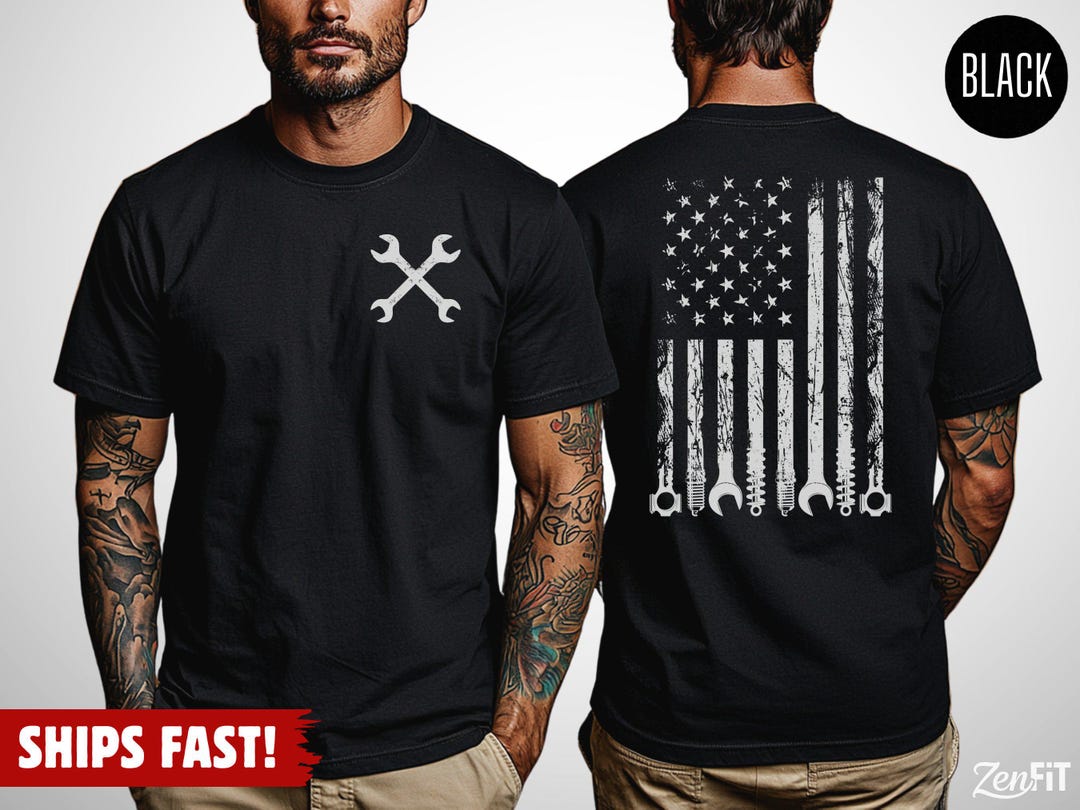 Men's USA Mechanic T-shirt, American Flag: 100% Cotton S-3XL - Etsy