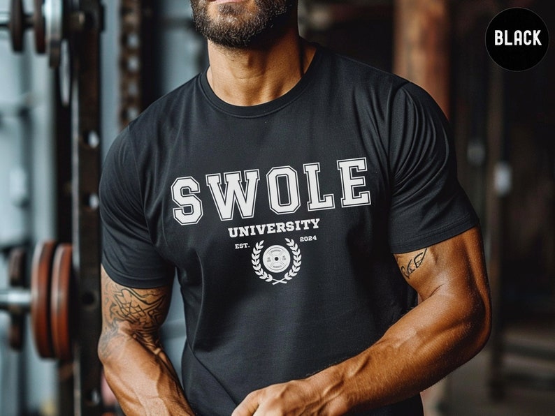 Funny Gym Shirt, Swole University, Mens Workout T Shirt, Bodybuilding Shirt, Weightlifting Tee ...