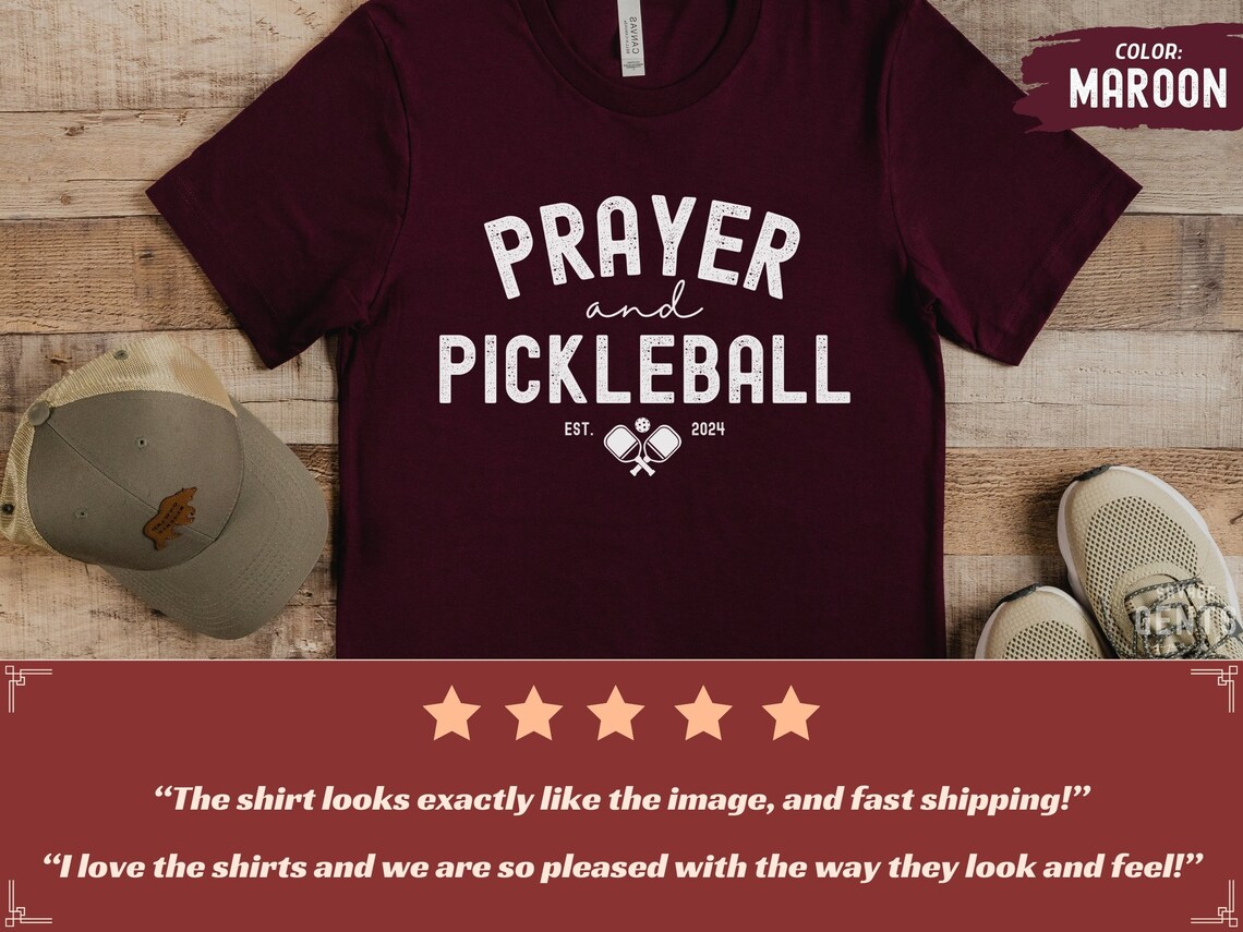 Prayer and Pickleball Shirt, Pickle Ball Lover, Christian Sports Tee ...