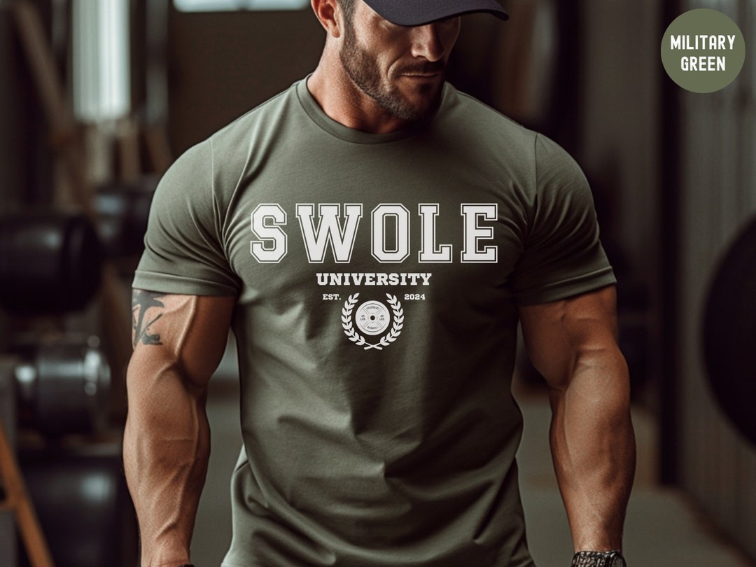 Funny Gym Shirt, Swole University, Mens Workout T Shirt, Bodybuilding Shirt, Weightlifting Tee ...