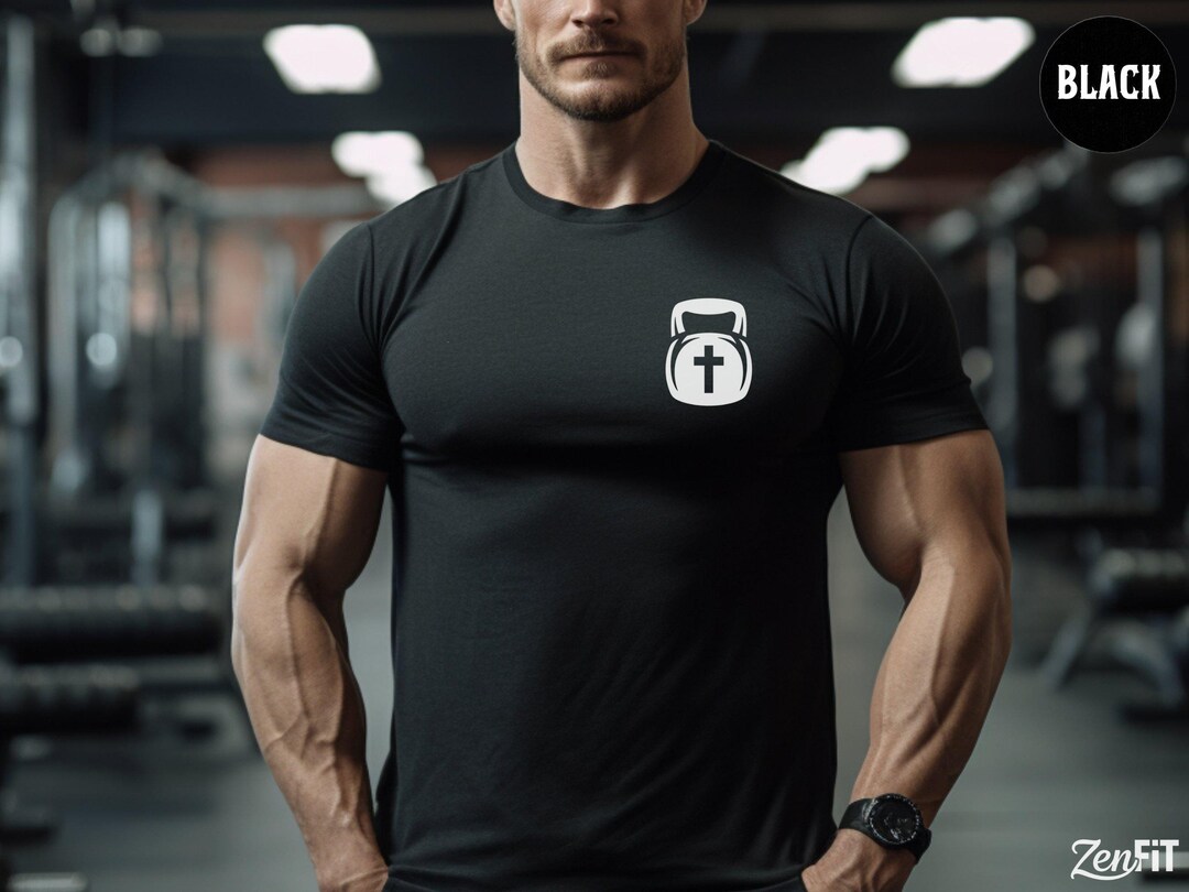 Christian Fitness Shirt, Kettlebell Cross, Jesus Gym Tshirt ...