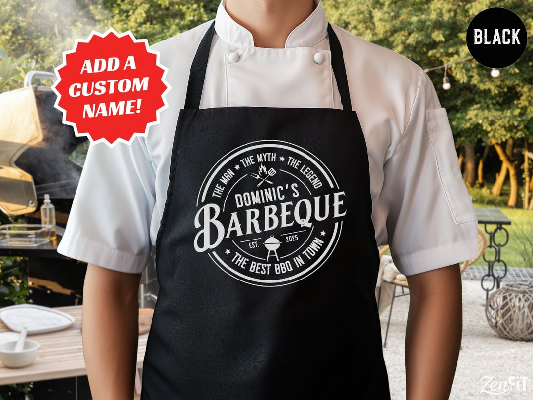 Custom Name Barbecue Apron, Personalized Mens Cooking Apron, Fathers ...