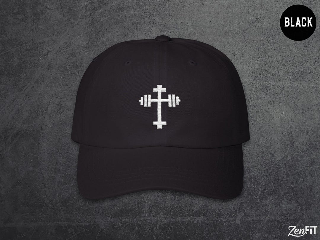 Christian Barbell Cross Hat, Embroidered Gym Workout Hat - Etsy