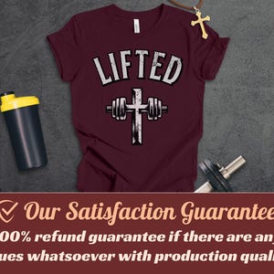 Christian Mens Workout Shirt, Lifted Tshirt, Bible Cross Tee, Fitness ...